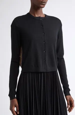JASON WU Mixed Media Merino Wool & Stripe Cardigan