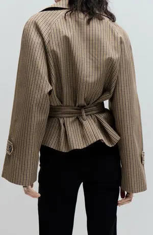 Mango Everest Plaid Belted Jacket