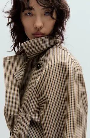 Mango Everest Plaid Belted Jacket