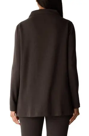 Eileen Fisher Funnel Neck Long Sleeve Top - Coffee