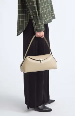 TOTEME T-lock Leather Shoulder Bag - Fawn