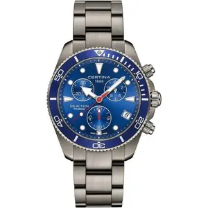 CERTINA Ds Action Chronograph Swiss Quartz Bracelet Watch - Titanium/blue Dial