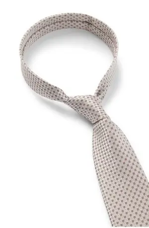 BOSS Floral Silk Blend Jacquard Tie - Open White