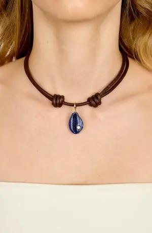 Éliou Cove Lazuli Cowrie Shell Pendant Necklace
