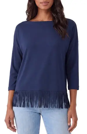 Karen Kane Fringe Top - Navy
