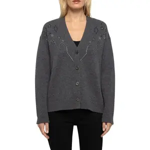 Zadig&Voltaire Mirkaz Strass Cashmere Cardigan - Anthracite