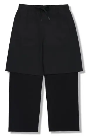 PLEASURES Stay Layered Cotton Drawstring Pants - Black