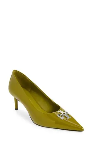 Tory Burch Charlie Patent Leather Pump - Moss/silver