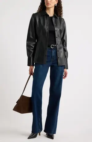 Nordstrom Waisted Leather Shirt