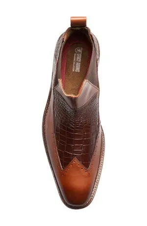 STACY ADAMS Garza Leather Wingtip Chelsea Boot - Cognac