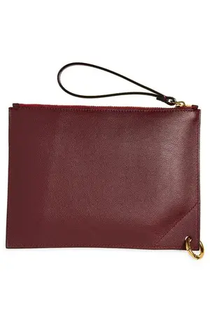 Chloé Spin Suede & Leather Zip Pouch - Burnt Red