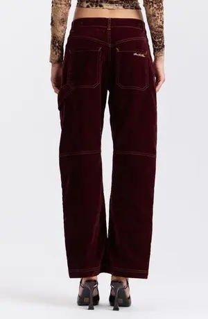 Avec Les Filles Barrel Leg Velvet Cargo Pants