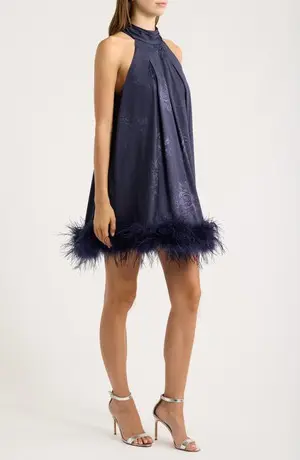 HUTCH Feather Hem Sleeveless Swing Dress
