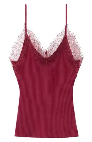 Mango Ribbed Lace Detail Camisole