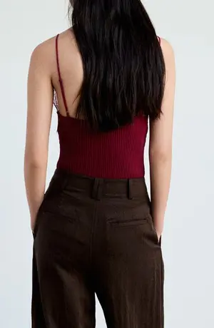 Mango Ribbed Lace Detail Camisole
