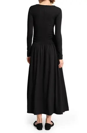 MARCELLA Lumi Ruched Drop Waist Midi Dress