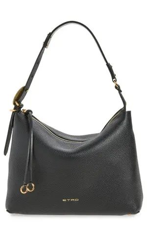 Etro Tumbled Leather Hobo Bag - Black