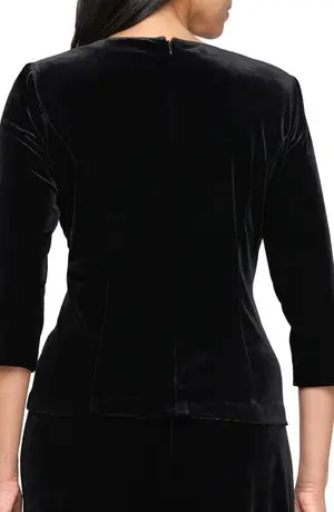 Alex Evenings Stretch Velvet Embellished Bow Top