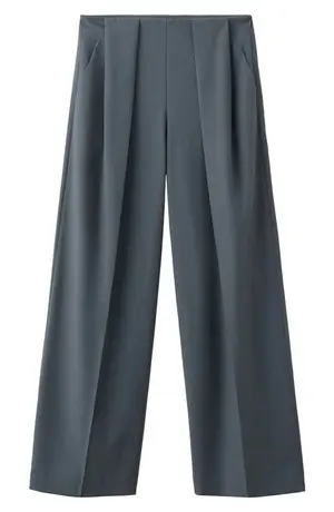 Mango Pleated Straight Leg Pants - Grey