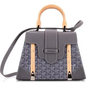 Goyard Saigon Top Handle Bag Coated Canvas With Leather Pm - Grey