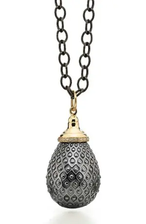 SYNA JEWELS Drop Pendant - Oxidized Silver