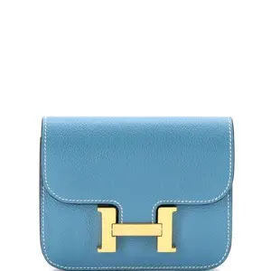 Hermès Constance Slim Wallet Evercolor - Blue