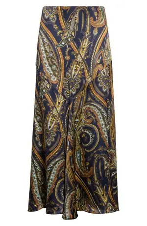 Etro Paisley Print Midi Skirt - Printed Blue Base