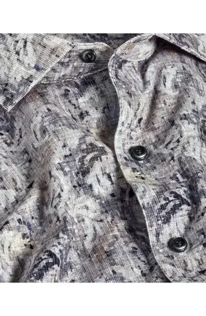 David Donahue Botanical Corduroy Sport Shirt - Charcoal/multi