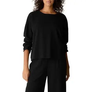 Eileen Fisher Waffle Knit Box Top - Black