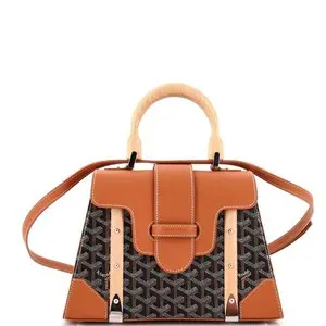 Goyard Saigon Top Handle Bag Coated Canvas With Leather Pm - Brown
