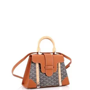 Goyard Saigon Top Handle Bag Coated Canvas With Leather Pm - Brown