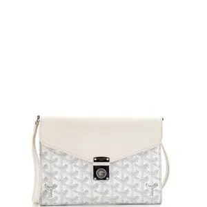 Goyard Chypre Wallet On Strap Coated Canvas With Leather - White