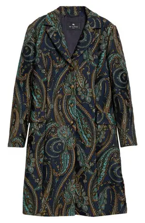 Etro Paisley Jacquard Coat - Blue