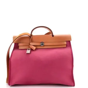 Hermès Herbag Zip Leather And Toile 39 - Pink