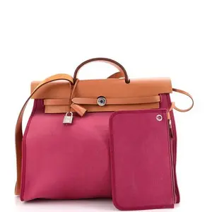 Hermès Herbag Zip Leather And Toile 39 - Pink