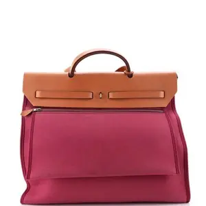 Hermès Herbag Zip Leather And Toile 39 - Pink
