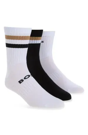 BOSS 3-pack Logo Striped Quarter Socks - Open Miscellaneous