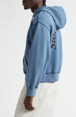 STOCKHOLM SURFBOARD CLUB Dream Back Logo Zip Graphic Hoodie - Blue