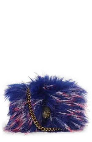 Kurt Geiger Micro Kensington Faux Fur Crossbody Bag - Open Blue