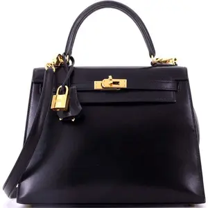 Hermès Kelly Handbag Tadelakt With Gold Hardware 25 - Black
