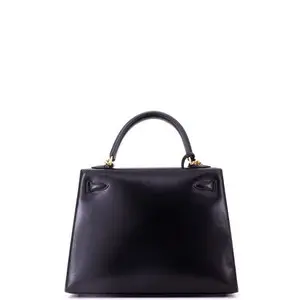 Hermès Kelly Handbag Tadelakt With Gold Hardware 25 - Black