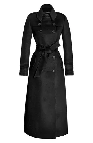 Sentaler Baby Alpaca Maxi Trench Coat - Black