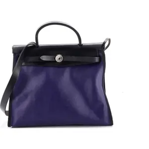Hermès Herbag Zip Berline Vache Canvas And Leather 31 - Blue