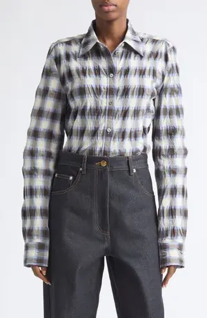 EENK Shirred Button Front Shirt - Brown