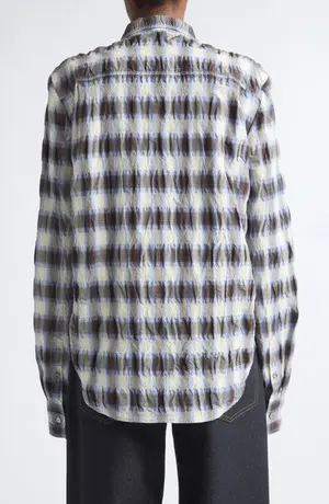 EENK Shirred Button Front Shirt
