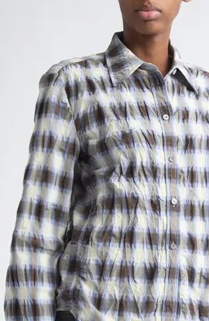 EENK Shirred Button Front Shirt