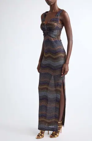 Missoni Metallic Zigzag Stripe Maxi Dress
