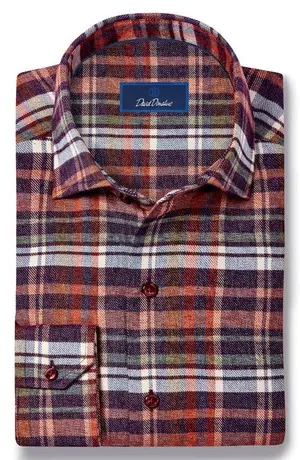 David Donahue Plaid Cotton Button-up Shirt