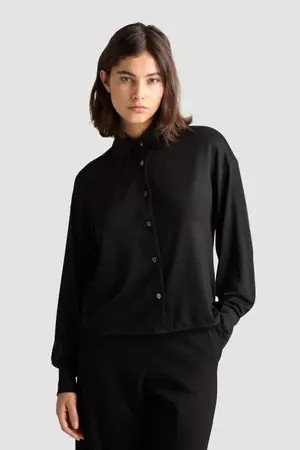 RESIDUS Gart Button Front Jersey Shirt - Black
