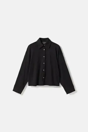 RESIDUS Gart Button Front Jersey Shirt - Black